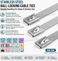 China Uncoated Cable Tie Stainless Steel Type 316L, 316 or 304, 12mm Width x 350mm-1100mm Length, 675 lbs (306 kgs/3000N), for Industrial Manufacturing & Machinery for sale