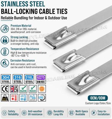 China Uncoated Cable Tie Stainless Steel Type 316L, 316 or 304, 12mm Width x 350mm-1100mm Length, 675 lbs (306 kgs/3000N), for Industrial Manufacturing & Machinery for sale