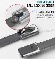 China Black Epoxy-Coated Metal Cable Ties, Ball-Lock Type, 316L/316/304 Stainless Steel, Width 7.9mm x Length 150-1000mm, for Corrosive Environments for sale