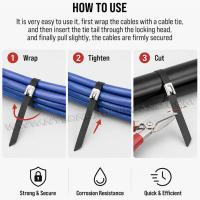 China Black Epoxy-Coated Metal Cable Ties, Ball-Lock Type, 316L/316/304 Stainless Steel, Width 7.9mm x Length 150-1000mm, for Corrosive Environments for sale