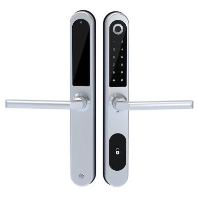 China Fingerprint Aluminum Frame Bluetooth APP Door Lock With Code Card for sale
