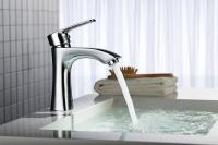 China Silver Single Handle Bathroom Faucet / Brass Bathroom Faucets Easy Installation for sale
