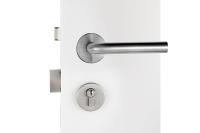 China Privacy Stainless Steel Door Lock With Satin Stainless Steel Lever Rose Handle for sale