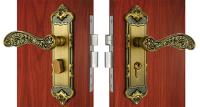 China Antique Yellow Bronze Mortise Locksets With Lever Handle Mortise Lock Body for sale