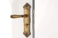 China Room Door Mortise Lock Set With 130×68 mm Lever Handle Antique Yellow Bronze for sale