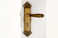 China Room Door Mortise Lock Set With 130×68 mm Lever Handle Antique Yellow Bronze for sale