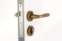China Commercial Rose Mortise Latch Lock Set With Lever Handle , Antique Yellow Bronze for sale