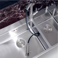 China 360 Degree Swivel Kitchen Sink Faucets Brass Brush Plated Finishing for sale