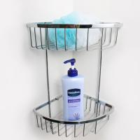 China Silver Finishing Bathroom Accessory Two Layers Corner Shower Basket for sale