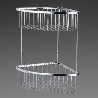 China Silver Finishing Bathroom Accessory Two Layers Corner Shower Basket for sale