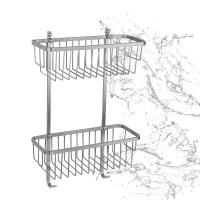China Durability Double Layers Stainless Steel Shower Basket Wall Mounted for sale