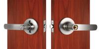China Zinc Alloy Handle 65mm Dia Rose Satin Nickel Finish Tubular Entry Leverset for sale