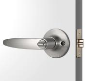 China Privacy Door Tubular Cylinder Lock Front Satin Nickel Lever Handle for sale