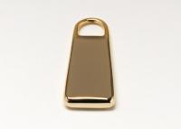 China 30 * 13 * 4mm Stocked Handbag Accessories Hardware Golden Zipper Pull For Bag for sale