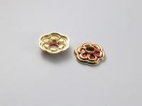 China Golden + Red Paint Furniture Pulls Drawer Handle Pulls Lacquer Flower Shape for sale