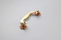 China Golden + Red Paint Furniture Pulls Drawer Handle Pulls Lacquer Flower Shape for sale