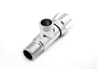 China Round Shape Double Heads Mixer Angle Valve Zinc Alloy / Plate Chrome Finish for sale