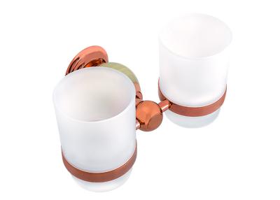 China Commercial Double Tumbler Holder Rose Gold Color Bathroom Products For Hotel for sale