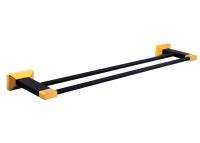 China Solid Brass Bathroom Accessory Double Bathroom Towel Bar With Gold Plated for sale