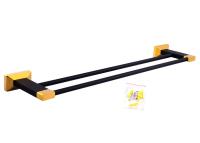 China Solid Brass Bathroom Accessory Double Bathroom Towel Bar With Gold Plated for sale