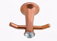 China Zinc Alloy and Crystal Bathroom Accessory Robe Hook Modern Design Plate Rose Gold for sale