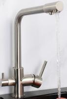 China Deck Mounted Smart Water Faucet Brass Multifunction Three Ways Kitchen Nickel for sale