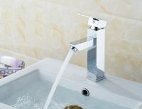 China Zinc Alloy Handle Single Hole Brass Bath Sink Faucets / Wash Basin Mixer Taps for sale