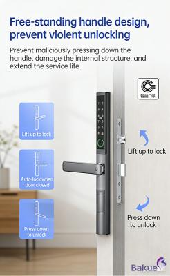 China APP Blue Tooth Password WiFi Card Mechanical Key Unlock Way Smart Digital Door Lock Featuring 4pcs AA Battery for Security Management System for sale