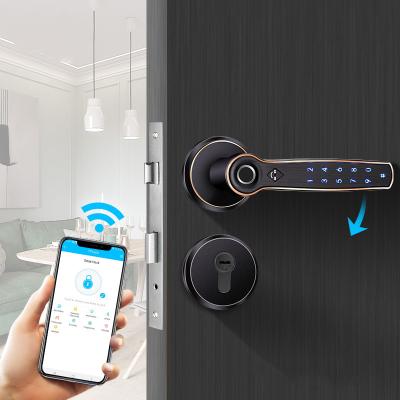 China Double Latches Escutcheon Door Lock Smart Door Lock FPC Finger Print for sale