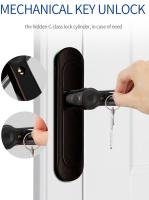 China ROHS Smart Fingerprint Bluetooth Door Lock AI Voice Zinc Alloy Handle for sale