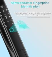 China 4200MAH Lithium Battery Auto Alarm Fingerprint Door Lock Classical Black for sale