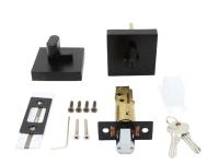 China Brass Cylinder Square Deadbolt Lock Matte Black SC1 KW1 Tooth Type for sale