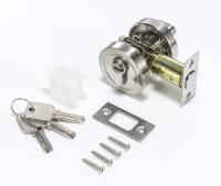 China Zinc Body Brass Cylinder Circle Deadbolt Lock Satin Nickel for sale