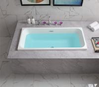 China Built In Installation No Burr Square White Acrylic Bathtub OEM for sale