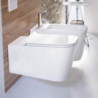 China Adjustable Height Rimless Flushing Wall Hung Toilet Bowl Glossy White for sale