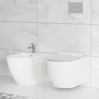 China Seamless Wall Hung Toilet Glossy White With Urea Formaldehyde Cover for sale