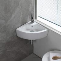 China Small Triangle Wall Mount Corner Ceramic Art Basin With Overflow Hole for sale