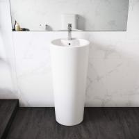 China Glossy White Ceramic Pedestal Bathroom Sinks With Chrome Finish Overflow for sale
