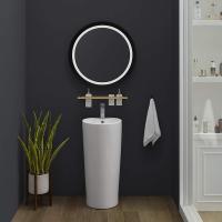 China Glossy White Ceramic Pedestal Bathroom Sinks With Chrome Finish Overflow for sale