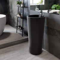 China Glossy White Ceramic Pedestal Bathroom Sinks With Chrome Finish Overflow for sale