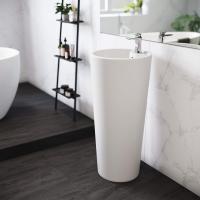 China Glossy White Ceramic Pedestal Bathroom Sinks With Chrome Finish Overflow for sale