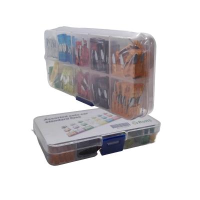 China 100pcs Mini Blade Fuse Assortment Kit 5A to 30A with Puller for Automotive Xenon Lamp for sale