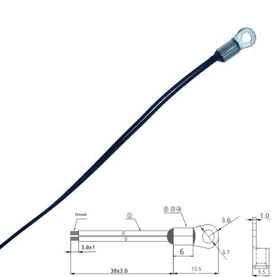 China NTC Thermistor Lug Sensor 10K 1% 3435K PTFE AWG24 38mm for Surface Sensing for sale