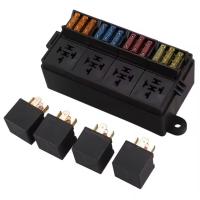 China Multi Functional Free Combination 12V Fuse Box For 4pcs Relay And 12pcs ATO ATC Blade Fuse for sale