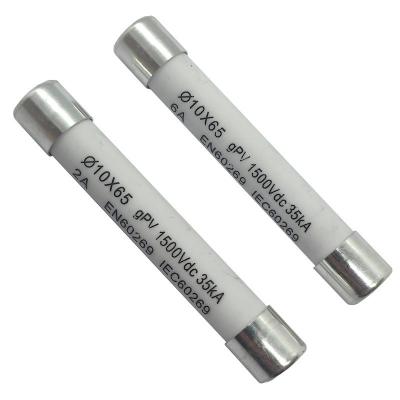 China 1500VDC 10x65mm Solar PV Fuse Link 2A Cylindrical Photovoltaic Fuse for Solar Power Protection for sale