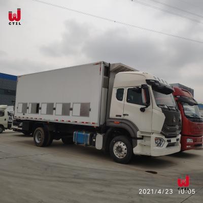 China 4 Cylinder Tri Axle Reefer Trailer 350hp Single Axle Box Truck for sale