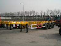 China Tri Axles 40ft Yellow Color Skeleton Semi Trailer For Container for sale