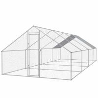 China Rust Resistant Galvanized Steel Big Size 8x3m Chicken Run Kennel Outdoor Chicken Cage with Cover for sale