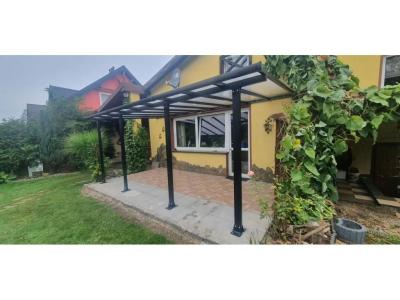 China 18m2 Sun Shelter Garden Wall Mounted DIY Patio Cover Aluminum Sunshade Outdoor Gazebo Patio Cover Canopy Awnings Black for sale