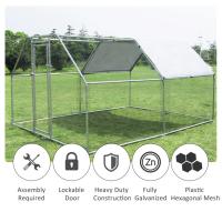 China Galvanized Metal Chicken Coop Cage with Cover Walk In Chicken Cage Pen Run 10' W x 13.3' D x 6.67' H for sale